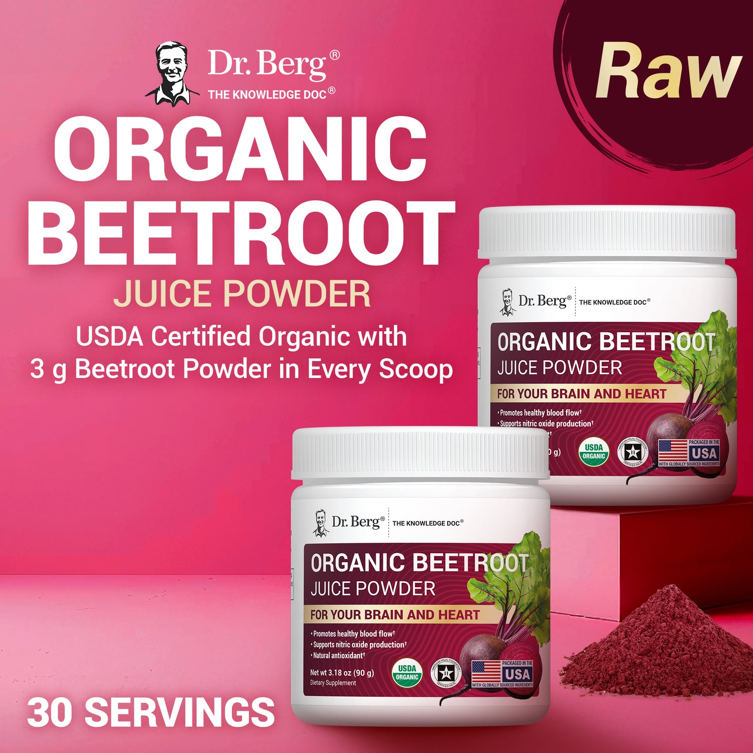 Organic Beetroot Juice Powder – Raw, Fresh, USDA Organic - 3.18 oz – Dr. Berg