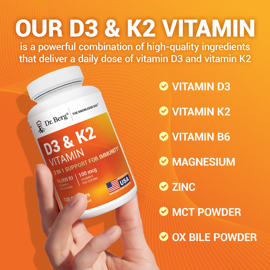 D3 & K2 Vitamins 5,000 IU & 10,000 IU – Dr. Berg