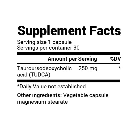 TUDCA - 250 mg of Tauroursodeoxycholic Acid - 30 Vegetable Capsules ...