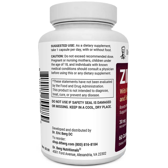 Zinc with Magnesium, Vitamin D3 and Selenium – 30 mg of Zinc – 60 vege ...