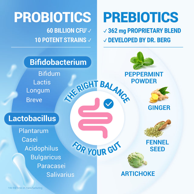 Probiotics with Prebiotic Blend – 30 Vegetable Capsules – Dr. Berg
